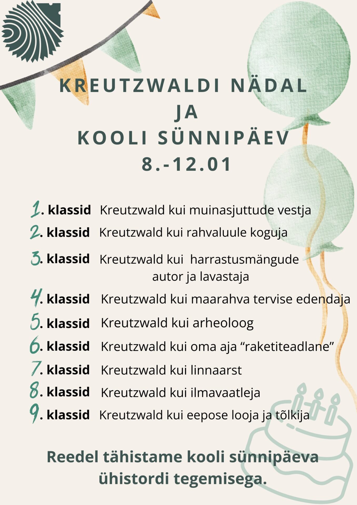 Kreutzwaldi nädal ja kooli sünnipäev - Võru Kreutzwaldi kool